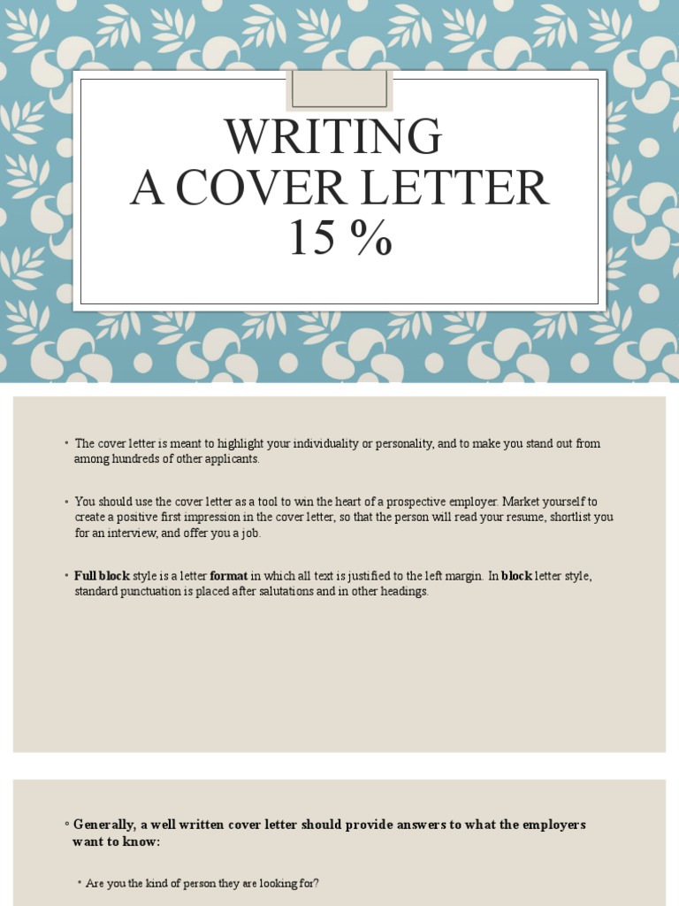 Writing Cover Letter | PDF | Human Communication