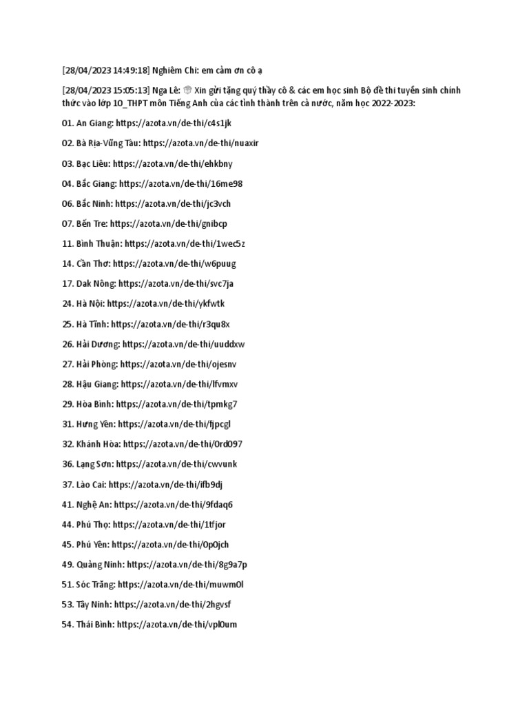 đề azota các tỉnh | PDF