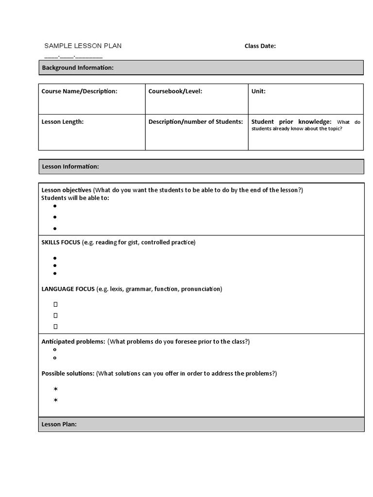 Sample Lesson Plan | PDF