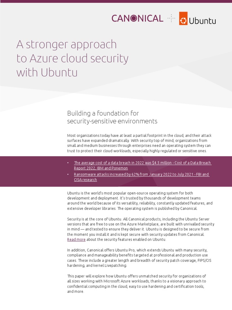 A Stronger Approach To Azure Cloud Security With Ubuntu WP Canonical | PDF | Cloud Computing ...