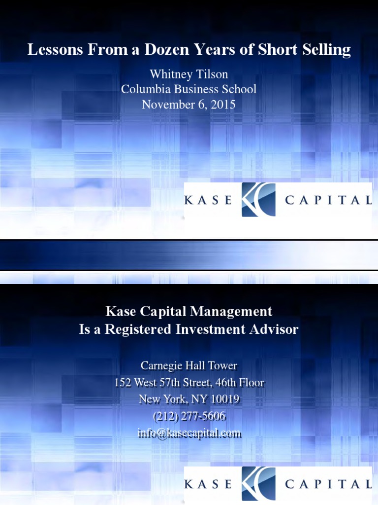 Lessons from a Dozen Years of Short Selling | PDF | Short (Finance ...