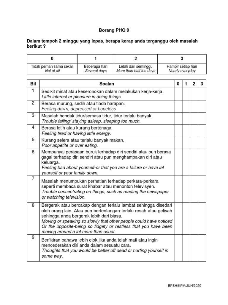 PHQ 9 | PDF