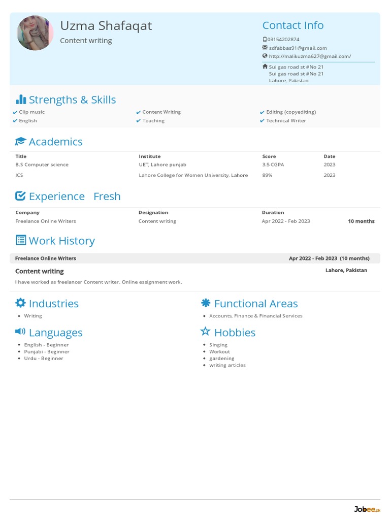 Jobee cv sample | PDF