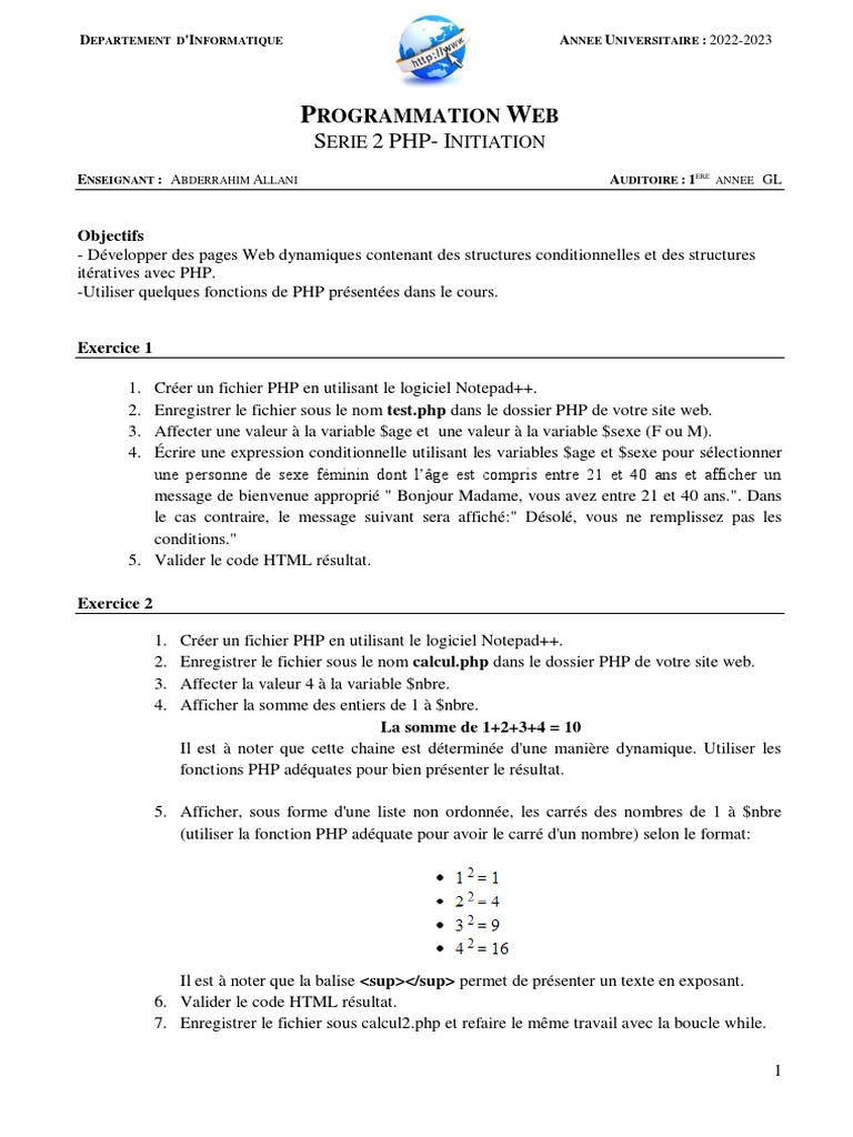 Correction Série - 2 - Prog Web Avancé | PDF | PHP | Internet