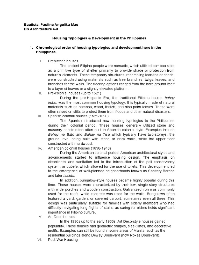 Housing Typologies & Development in The Philippines | PDF ...