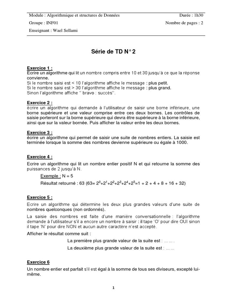 TD 2 | PDF | Entier naturel | Mathématiques élémentaires