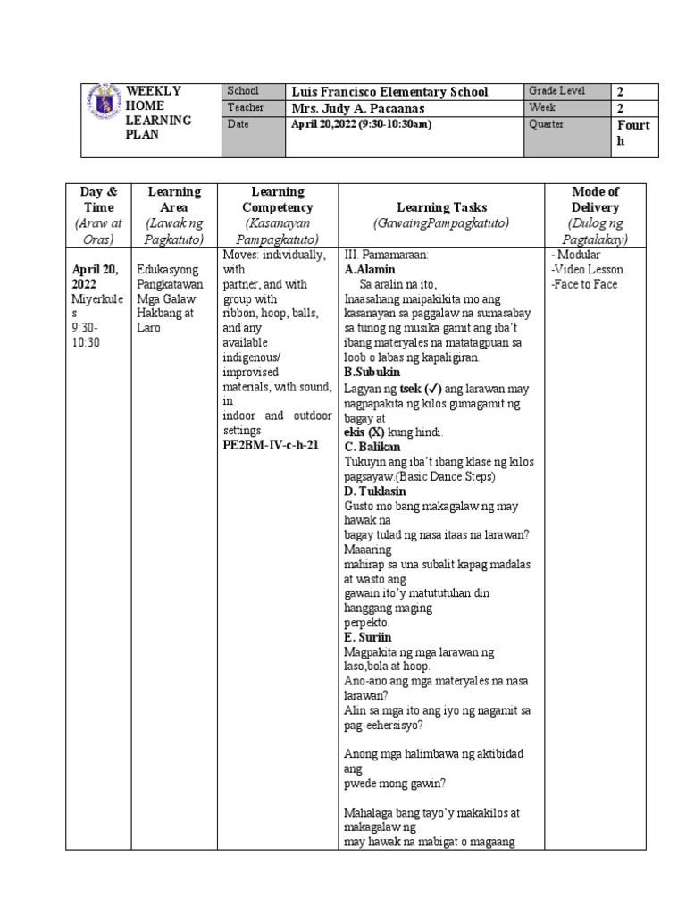q4 wk2 WHLP P.E April202022 | PDF