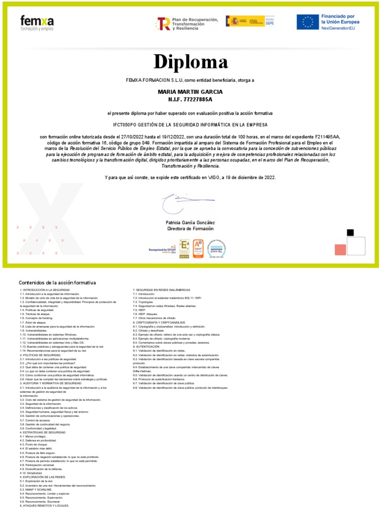 Diploma Gestión de La Seguridad Informática | PDF | Criptografía ...