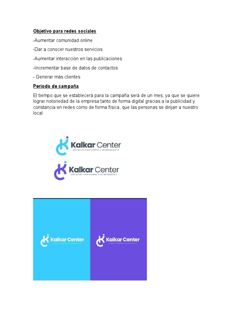 Estrategia de Redes Sociales para Kalkar Center | PDF