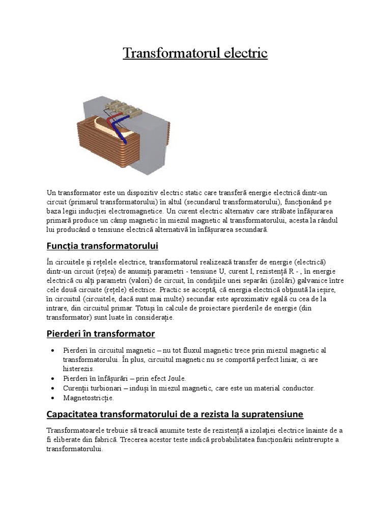Transformatorul Electric | PDF