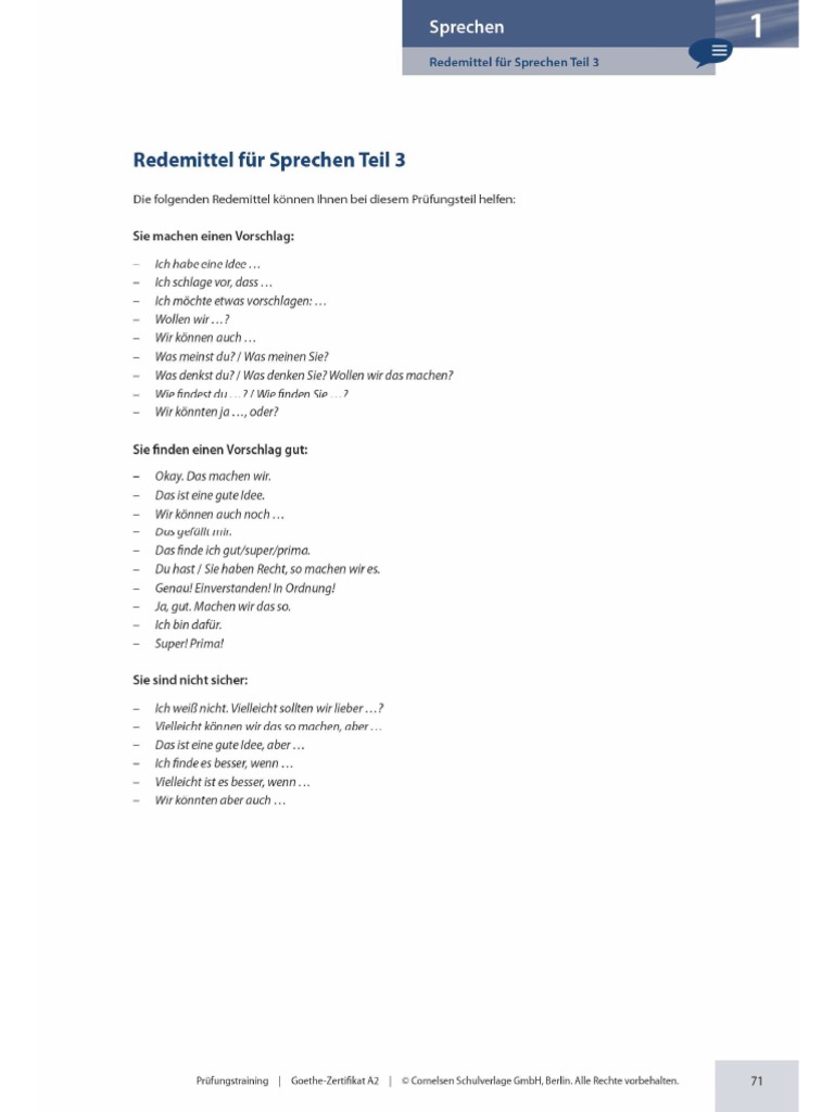 Redemittel Sprechen Teil 3 | PDF