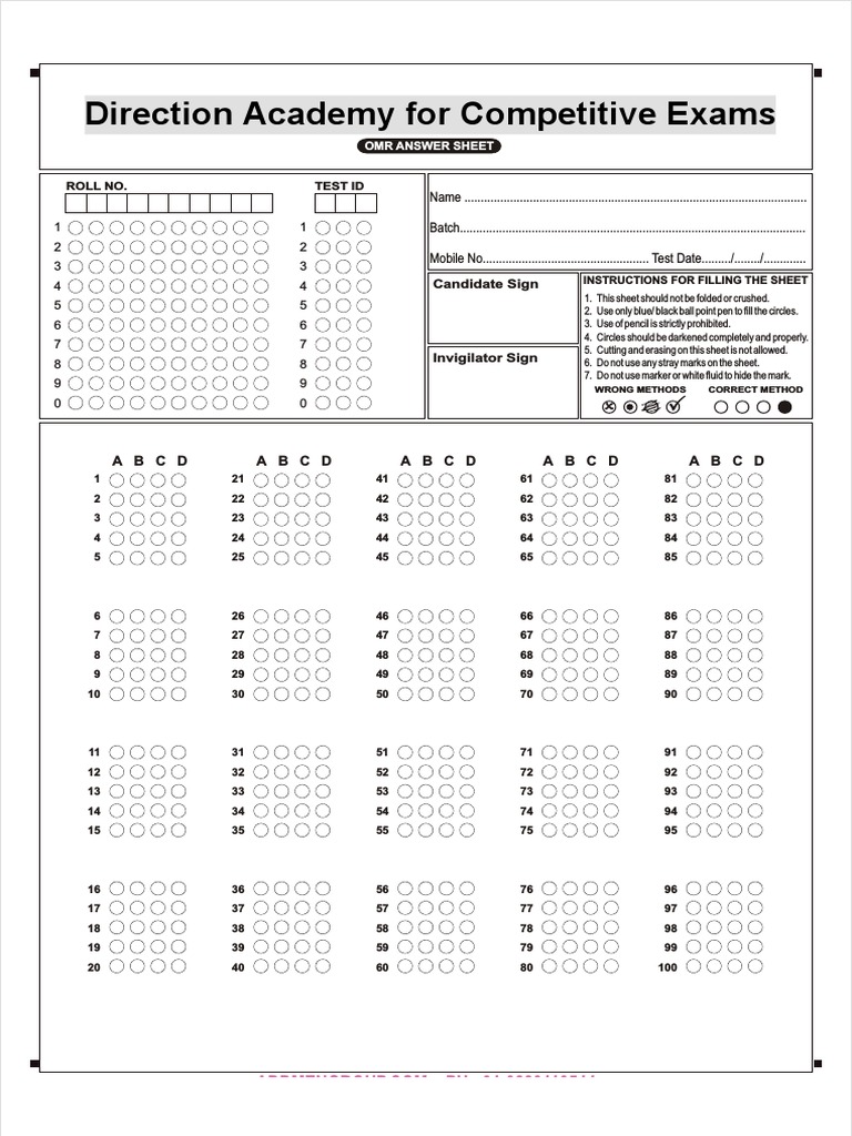 Police Bharti OMR Sheet Instructions | PDF