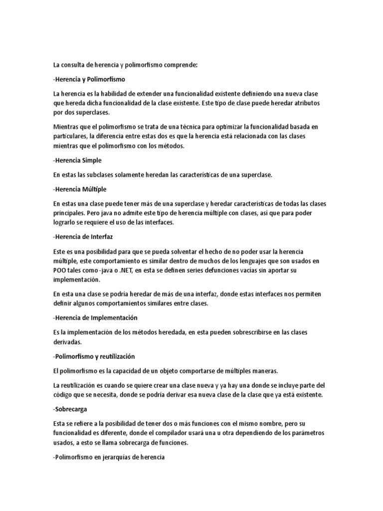Herencia y Poo | PDF | Herencia (Programación Orientada a Objetos ... Herencia y Poo | PDF | Herencia (Programación Orientada a Objetos ...