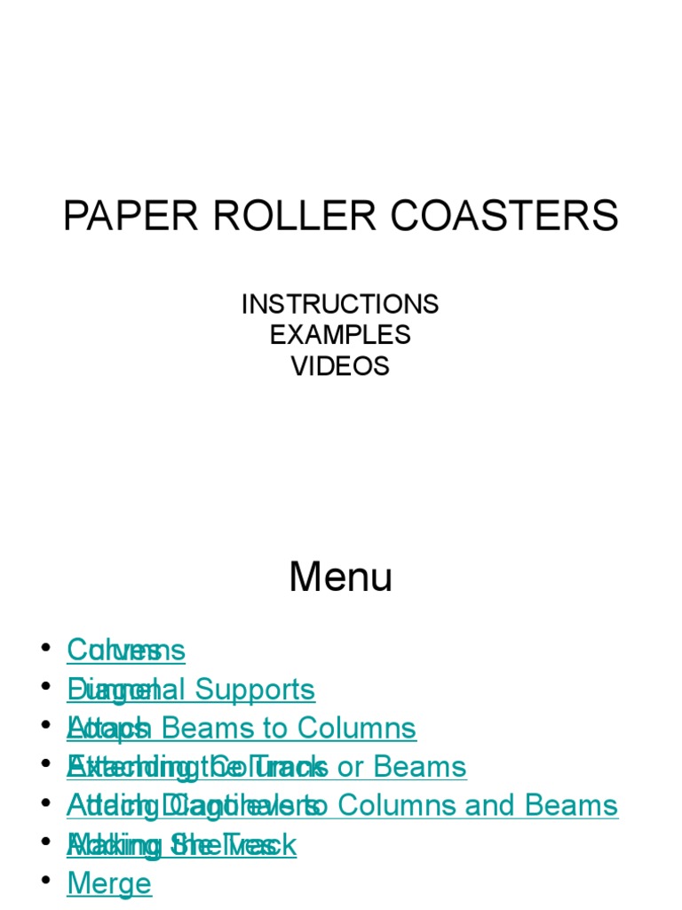 Paper Roller Coaster Building Guide | PDF | Roller Coasters | Amusement ...