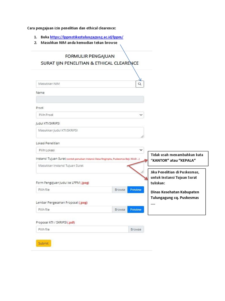Cara Pengajuan Surat Izin Penelitian Dan Ethical Clearence | PDF