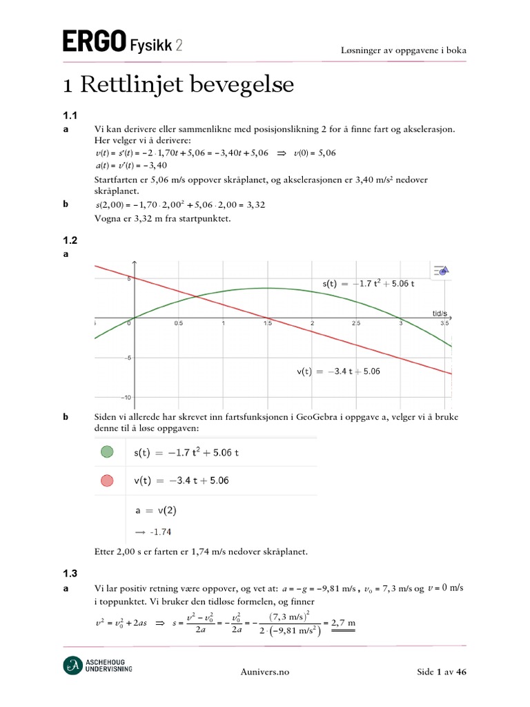 Fullstendige Løsninger ERGO 2 Kapittel 1 | PDF