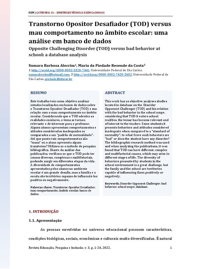 Artigo TOD 4 | PDF | Família | Pedagogia