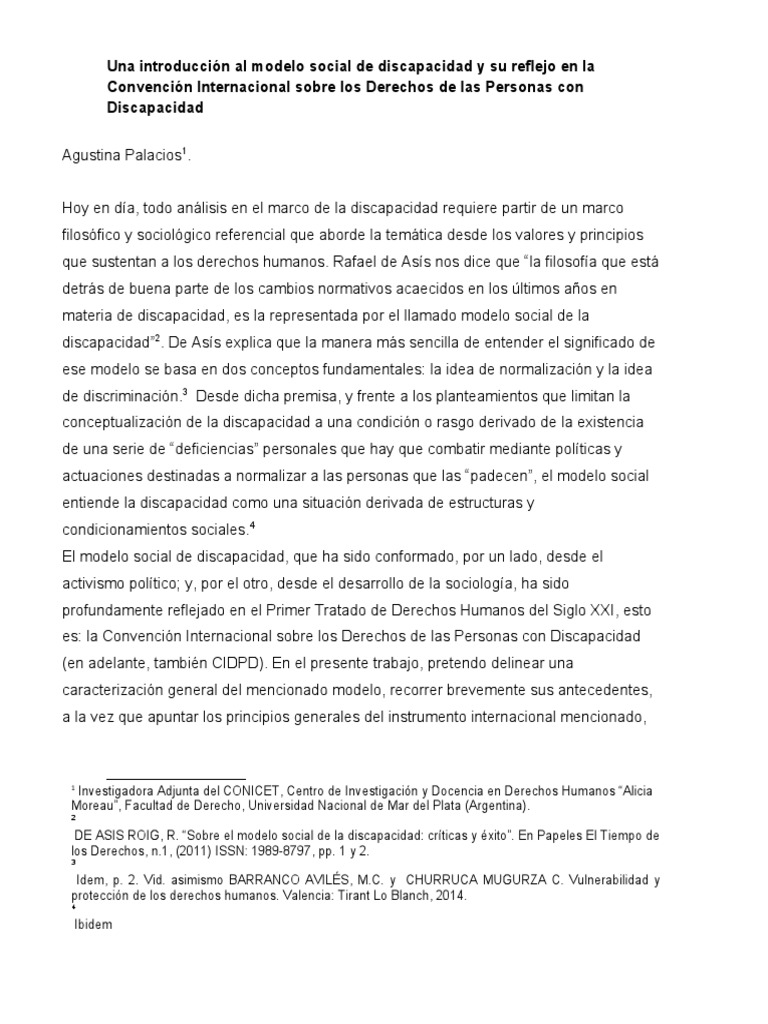 1.5 El Modelo Social de Discapacidad y La CDPD | PDF | Invalidez | Convenio europeo de derechos ...