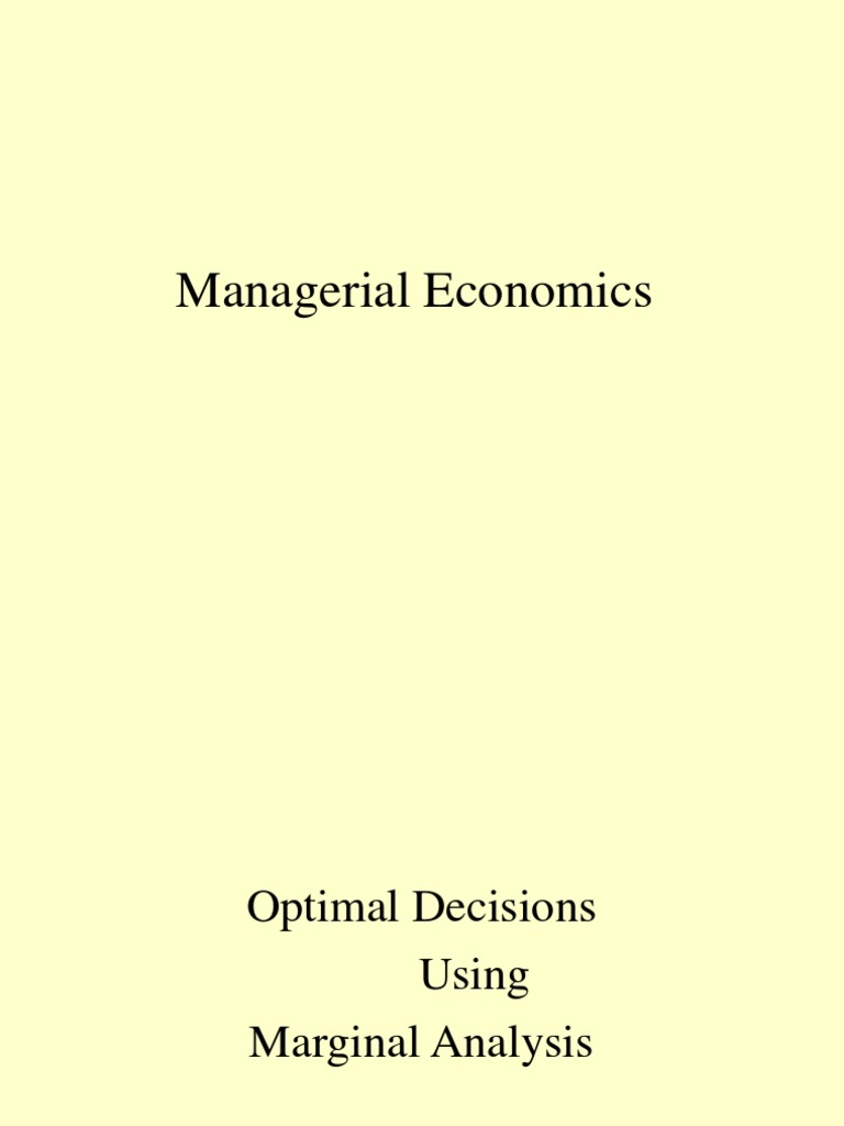 Managerial Economics - Lecture 4 | PDF | Marginal Cost | Profit (Economics)