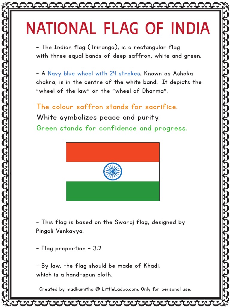02 India Flag Anchor Chart Worksheet LittleLadoo | PDF