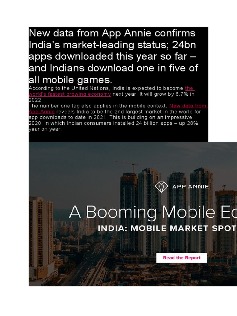 New Data From App Annie Confirms India | PDF | Mobile Phones | Smartphone