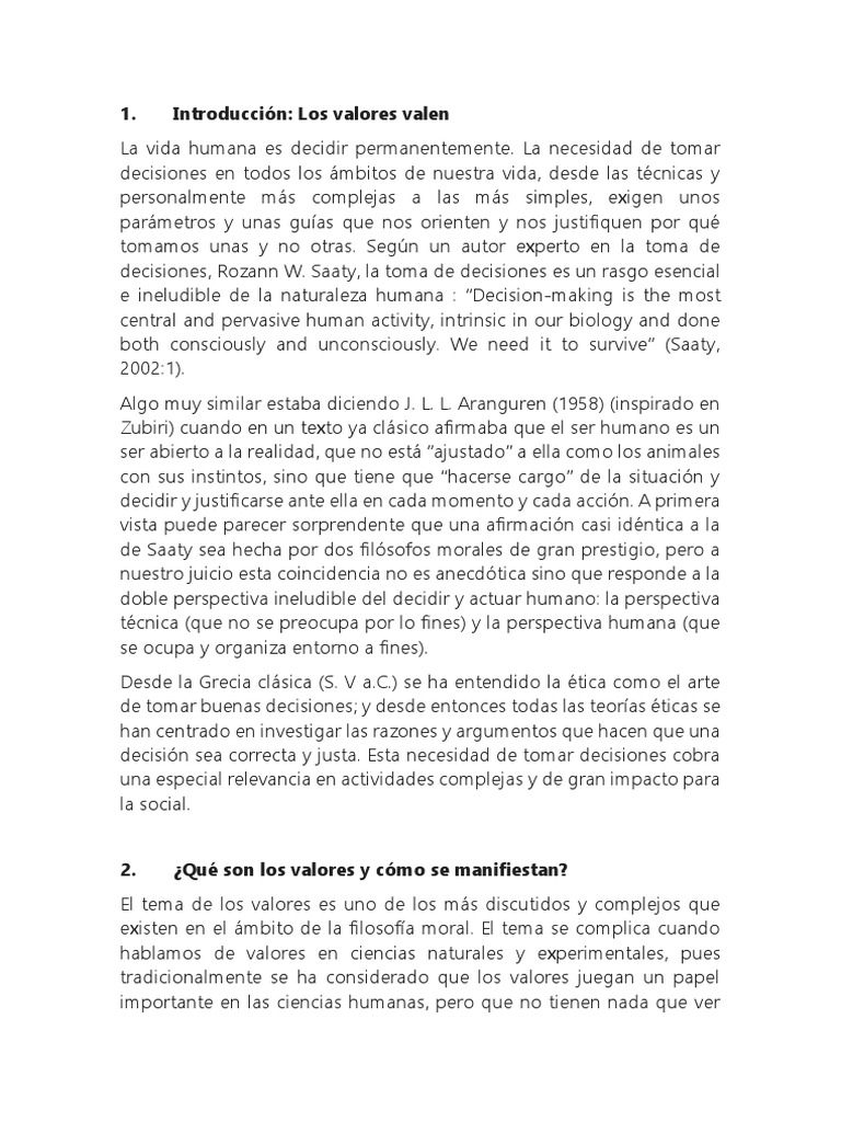 Tema 7 Introducción - Los Valores Valen | PDF