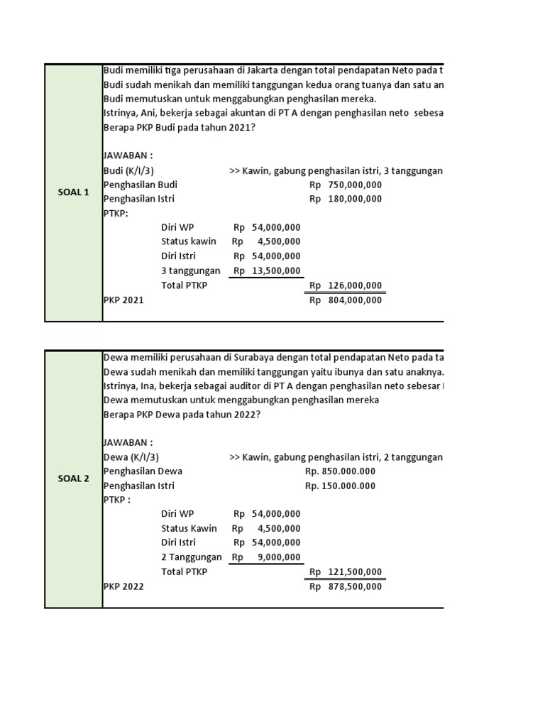 Contoh Jawab Soal Tugas Perpajakan | PDF