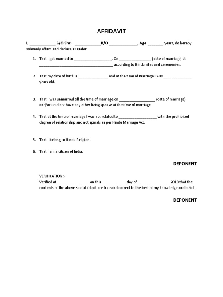 AFFIDAVIT Marriage | PDF