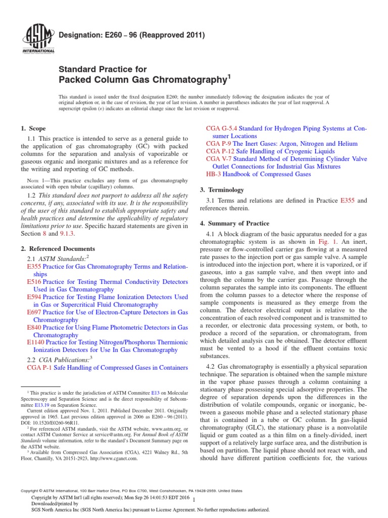 ASTM E260 16395 Packed Column Gas Chromatography | PDF
