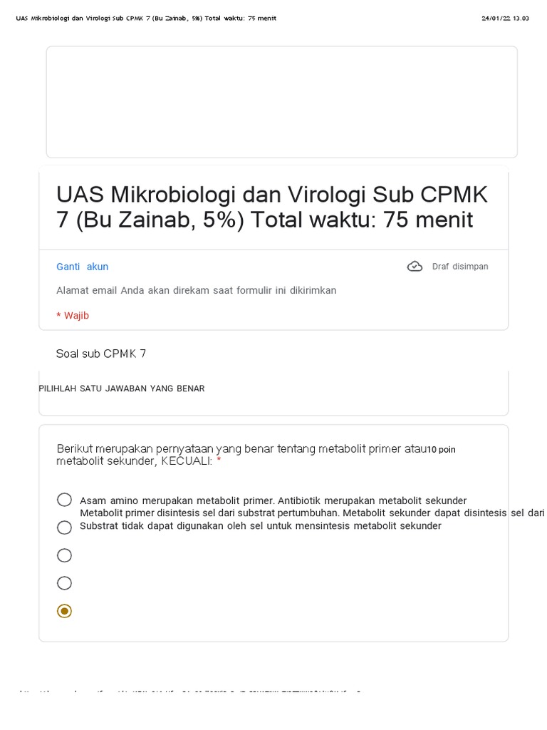 UAS Mikrobiologi Dan Virologi Sub CPMK BU ZAINAB 3 2 | PDF