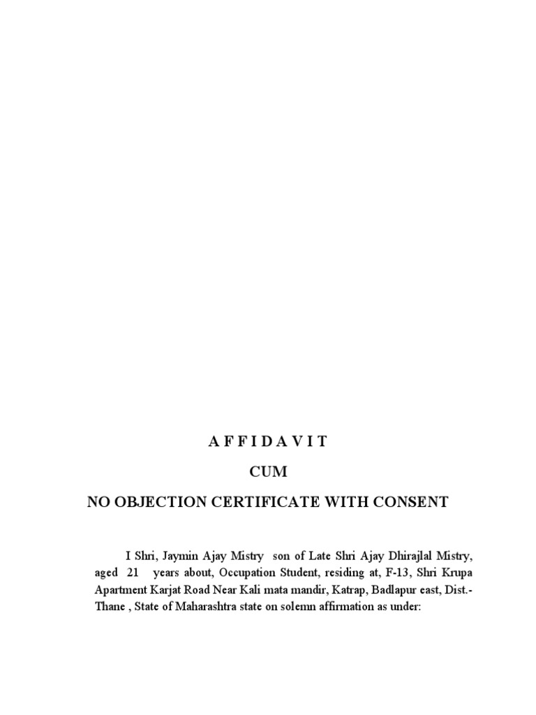 Affidavit Noc For Property Tax Jaymin | PDF | Common Law | Justice