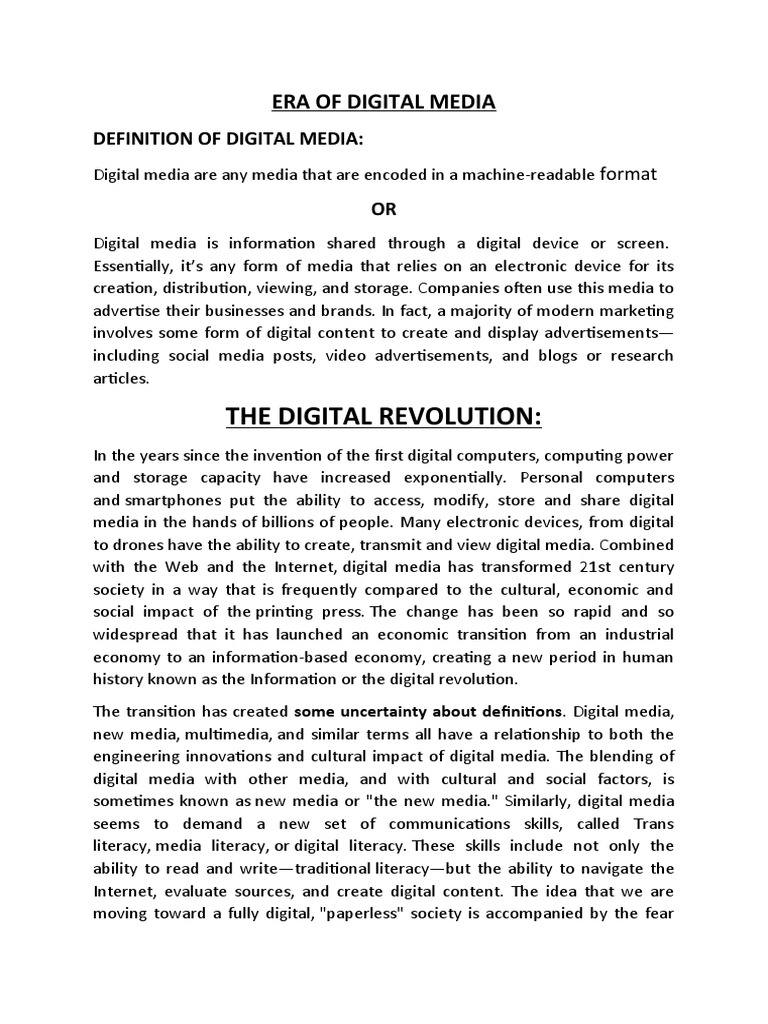 Era of Digital Media | PDF