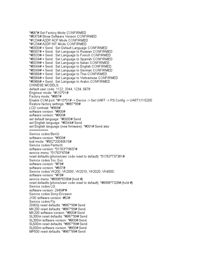 China Mobile Reset Codes | PDF | Electrical Connector | Electronics