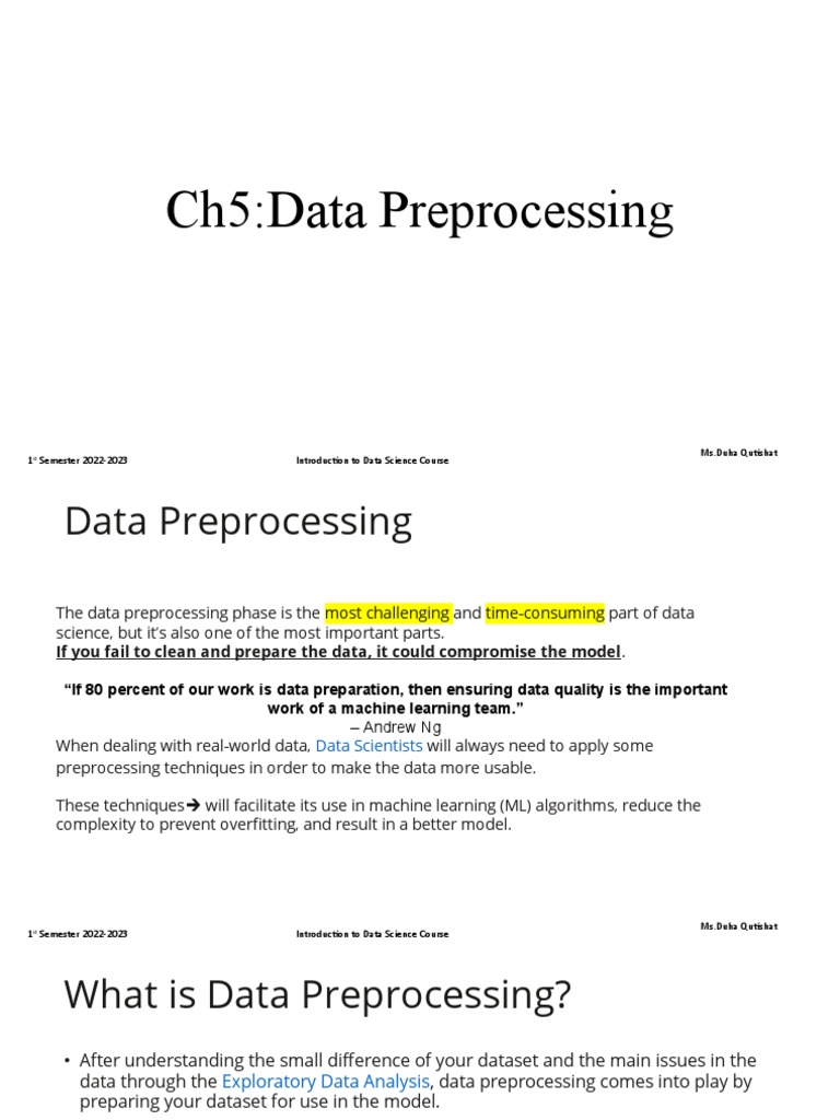 Ch5 5 Data Preprocessing | Download Free PDF | Machine Learning | Data