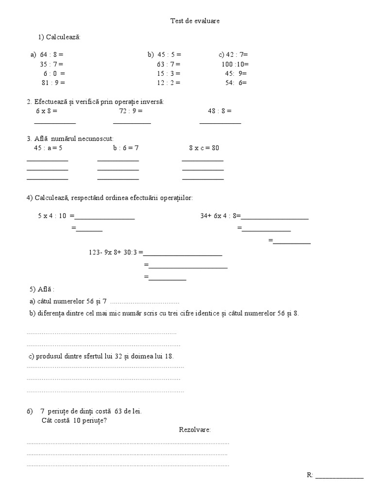 Test Mem Impartire | PDF