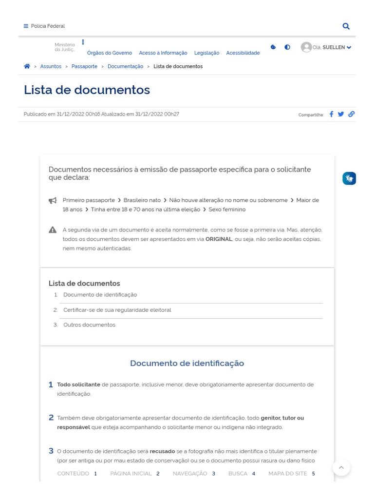 Lista de Documentos Passaporte | PDF