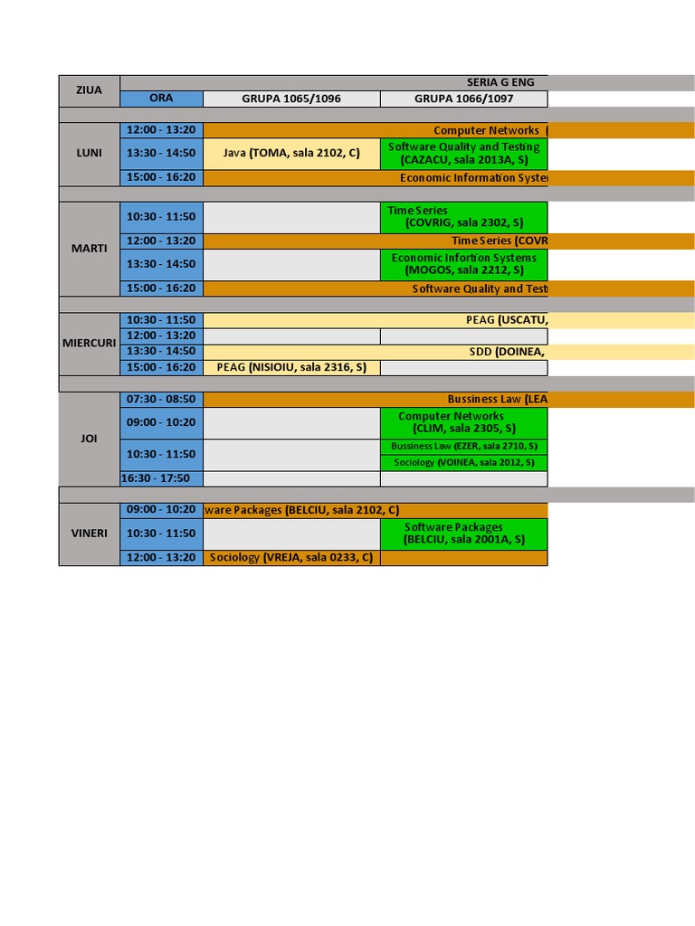 Orar An 3 Sem 2 | PDF
