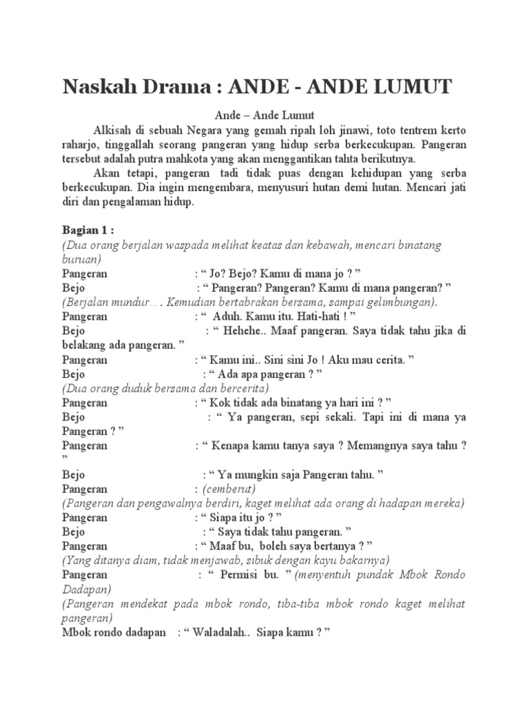 Naskah Drama Ande-Ande Lumut Javanese | PDF