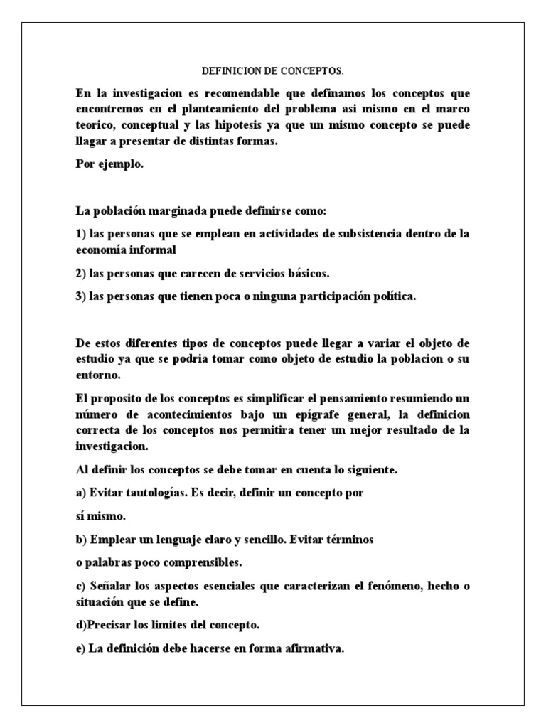 Definicion de Conceptos | PDF | Teoría | Concepto Definicion de Conceptos | PDF | Teoría | Concepto