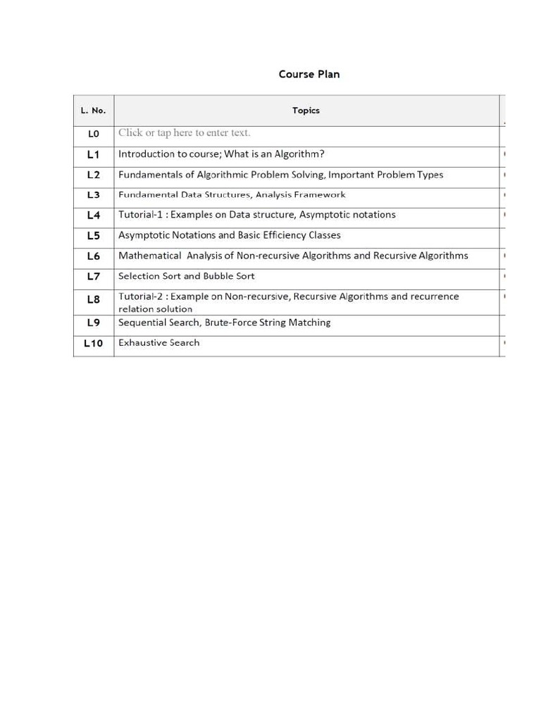 DAA Course Plan | PDF DAA Course Plan | PDF