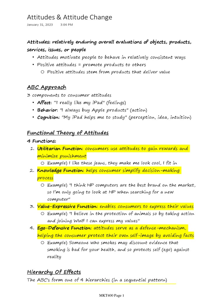 Attitudes & Attitude Change | PDF | Attitude (Psychology) | Behavior