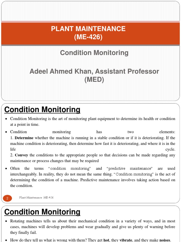 PM Lec Condition Monitoring | PDF | Mechanical Engineering | Systems Theory