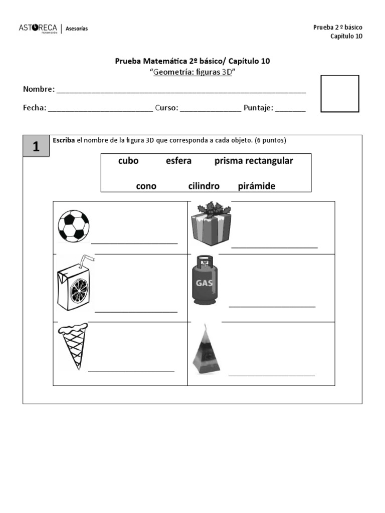Prueba 2º Básico CAP 10 Geometría Figuras 3D | PDF