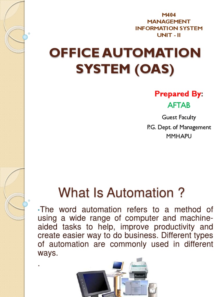 OFFICE AUTOMATION SYSTEM (OAS) Sam 4 | PDF | Automation | Graphics