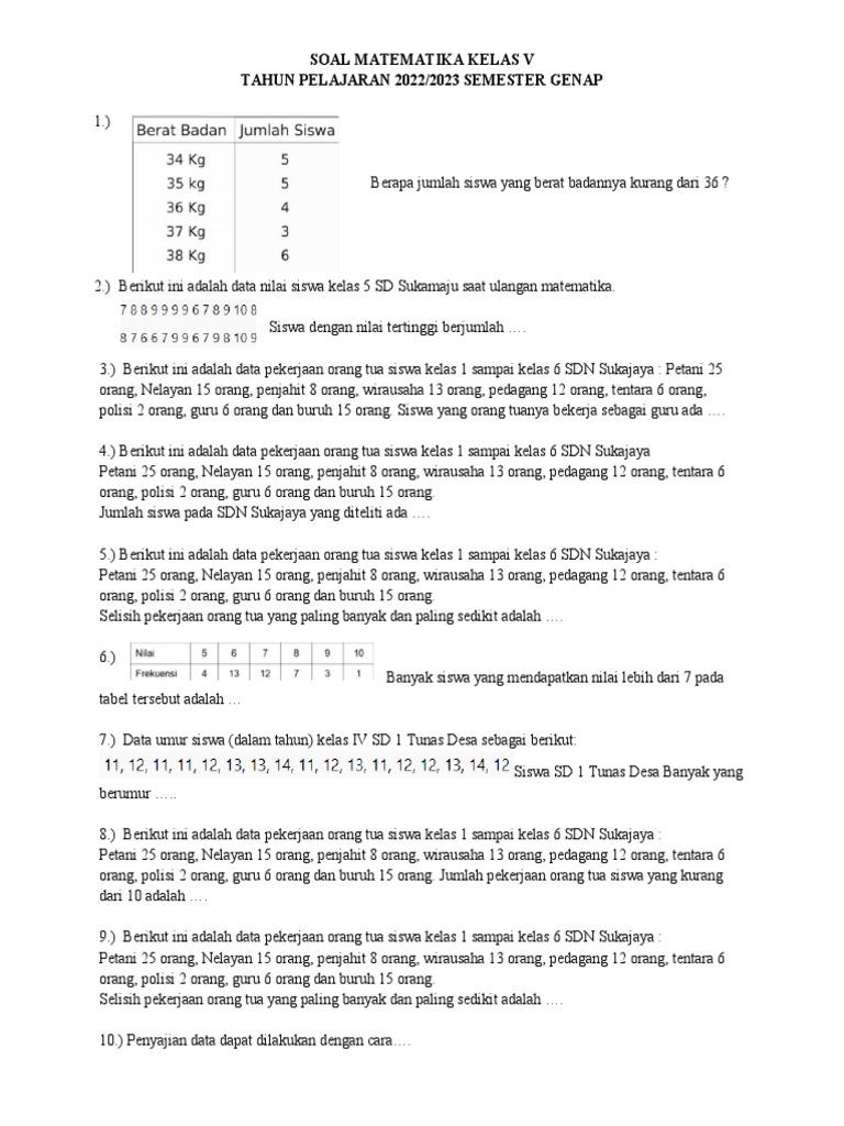 Soal Matematika Kelas V | PDF