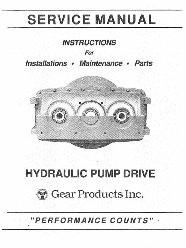 GPI Hydarulic Pump Drive Service Manual PDF | PDF