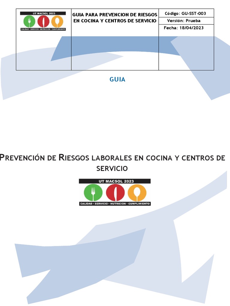 Gu-Sst-003 Guia para Prevencion de Riesgos en Cocina y Centros de Servicio | PDF | Herida ...