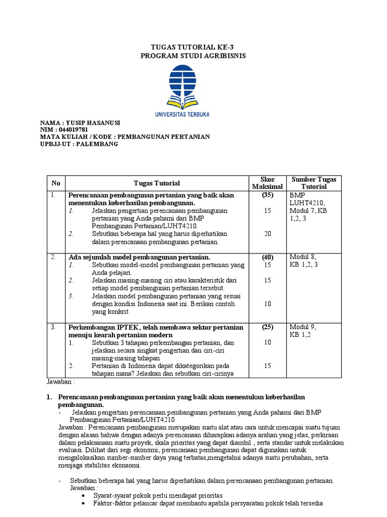 Tugas3 Pembangunan Pertanian | PDF