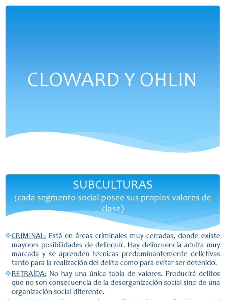 Teorías de Cloward y Ohlin sobre delincuencia | PDF | Política ...