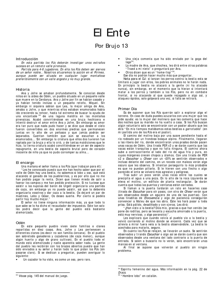 Modulo para Akelarre El Juego de Rol: ElEnte | PDF